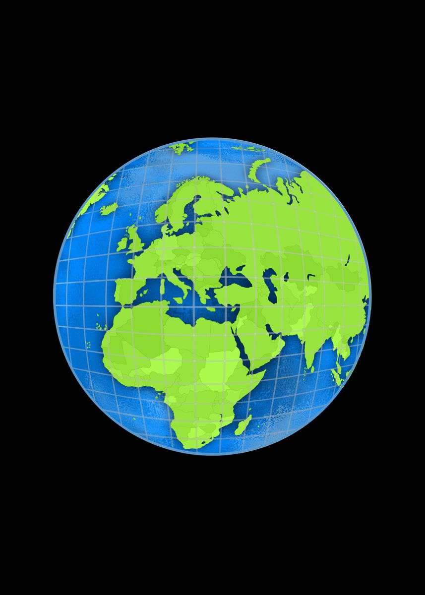 'globe blue and green' Poster, picture, metal print, paint by TheGolden ...