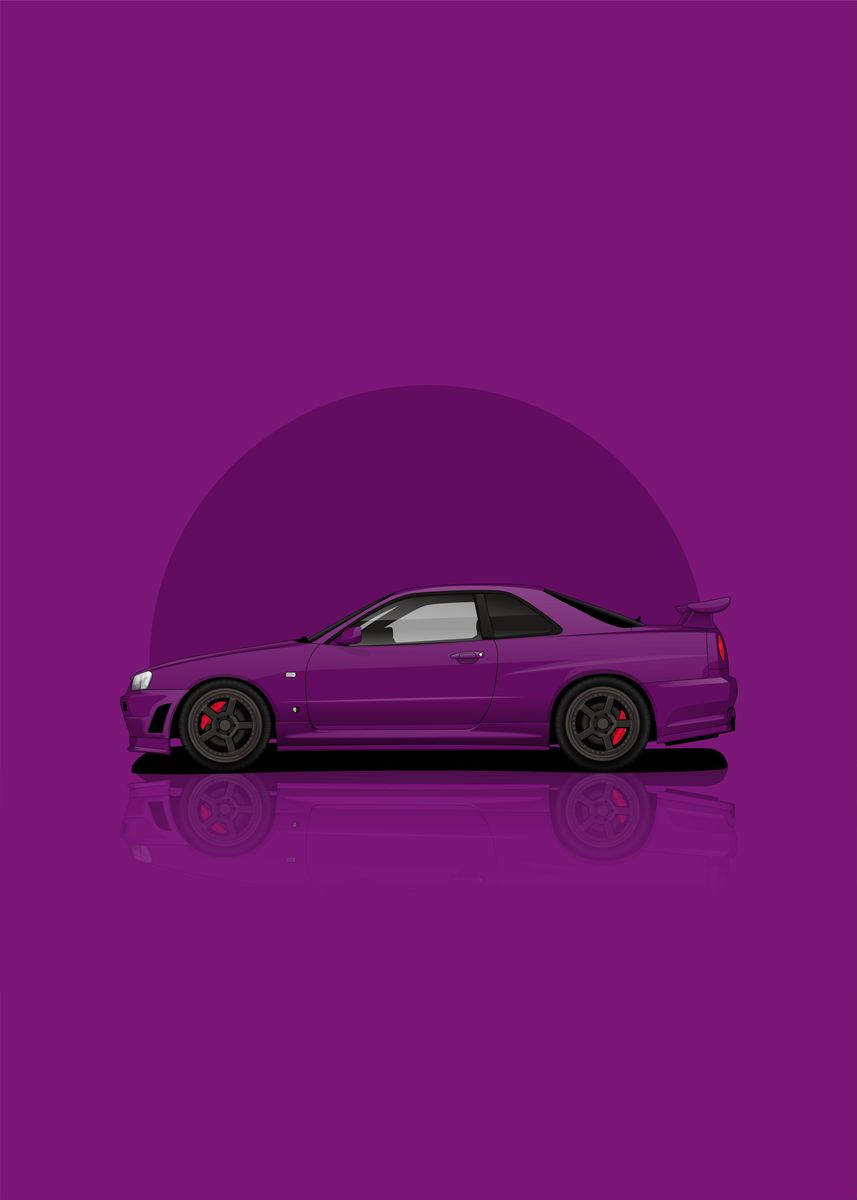 'Nissan R34 GTR Purple' Poster, picture, metal print, paint by Dodi ...