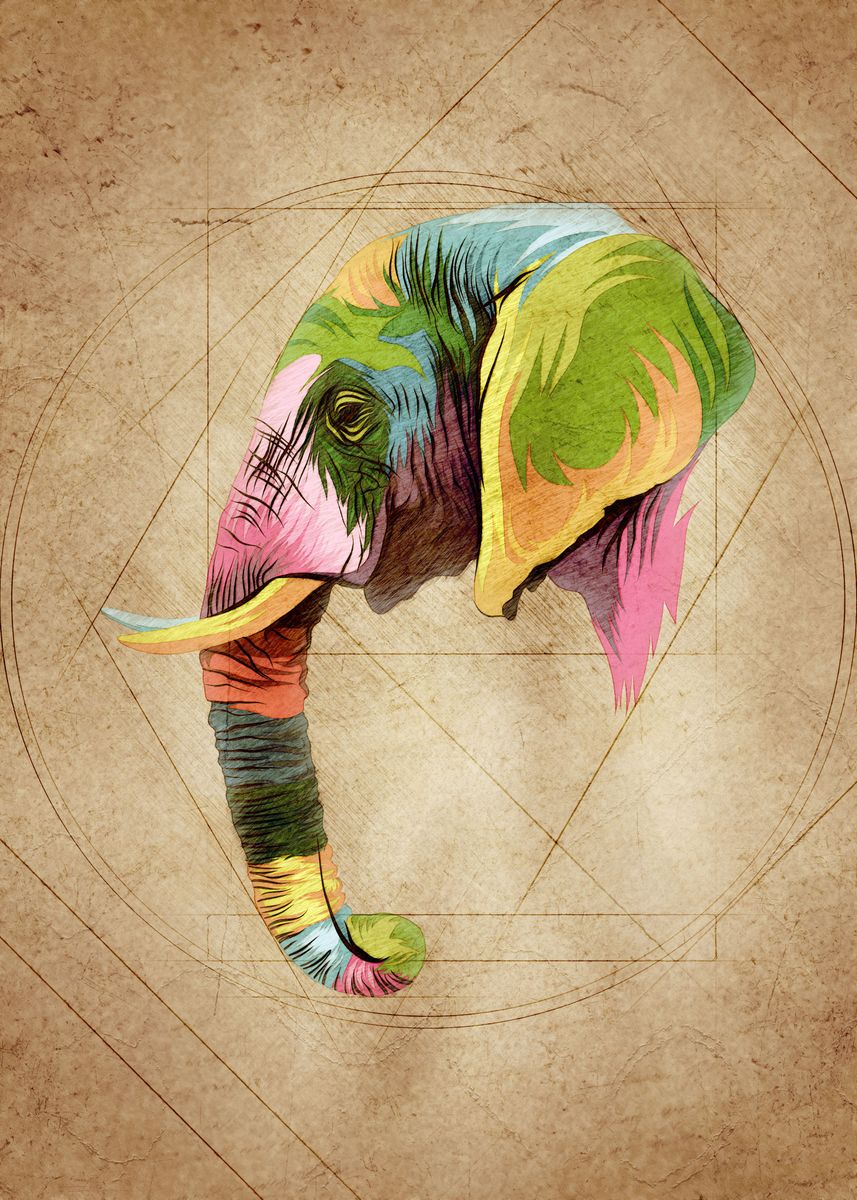 'Elephant Head Vintage' Poster by Moon Soul | Displate