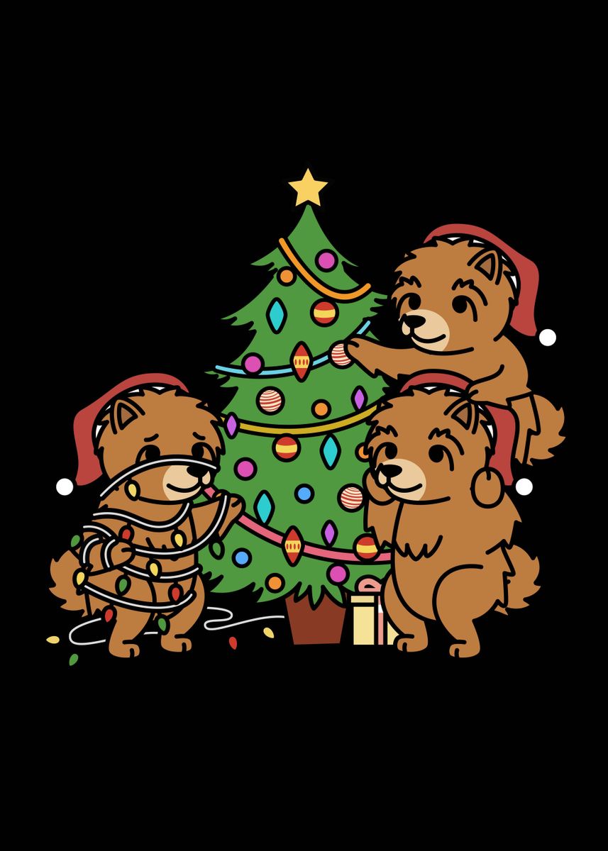 'Chow Chow Christmas Tree ' Poster, picture, metal print, paint by ...