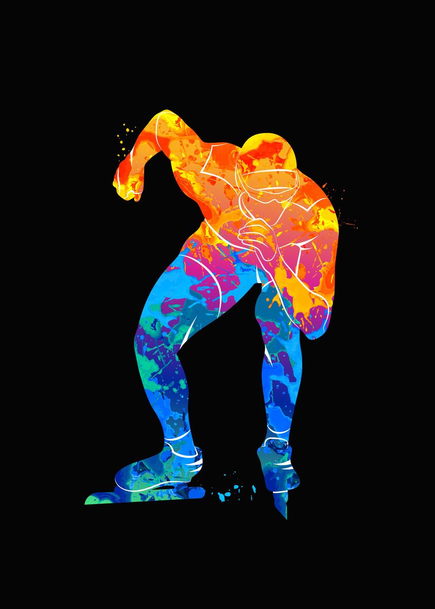 'Abstract speed skaters' Poster, picture, metal print, paint by Nguyen ...