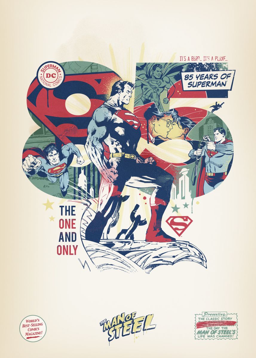 '85 years of Superman' Poster, picture, metal print, paint by DC Comics ...
