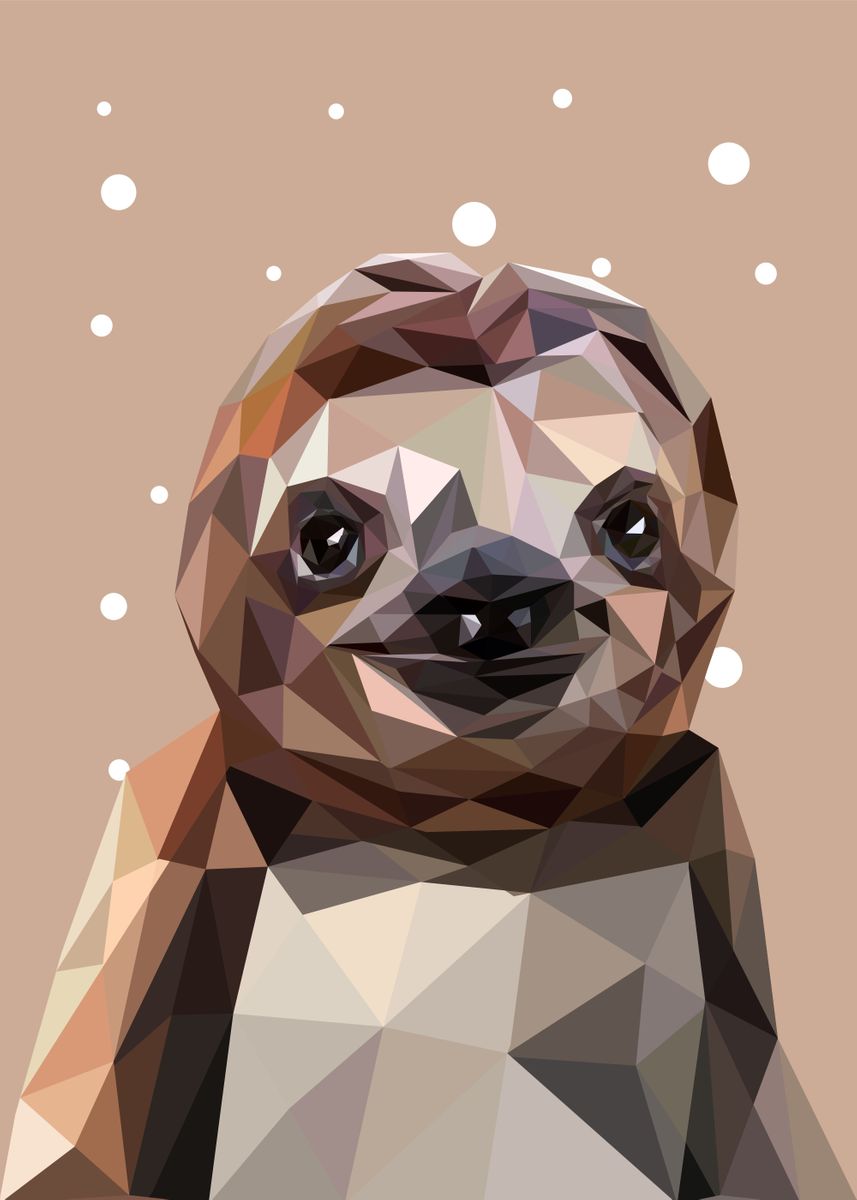 'geometric animal sloth' Poster by Lowpoly Posters | Displate