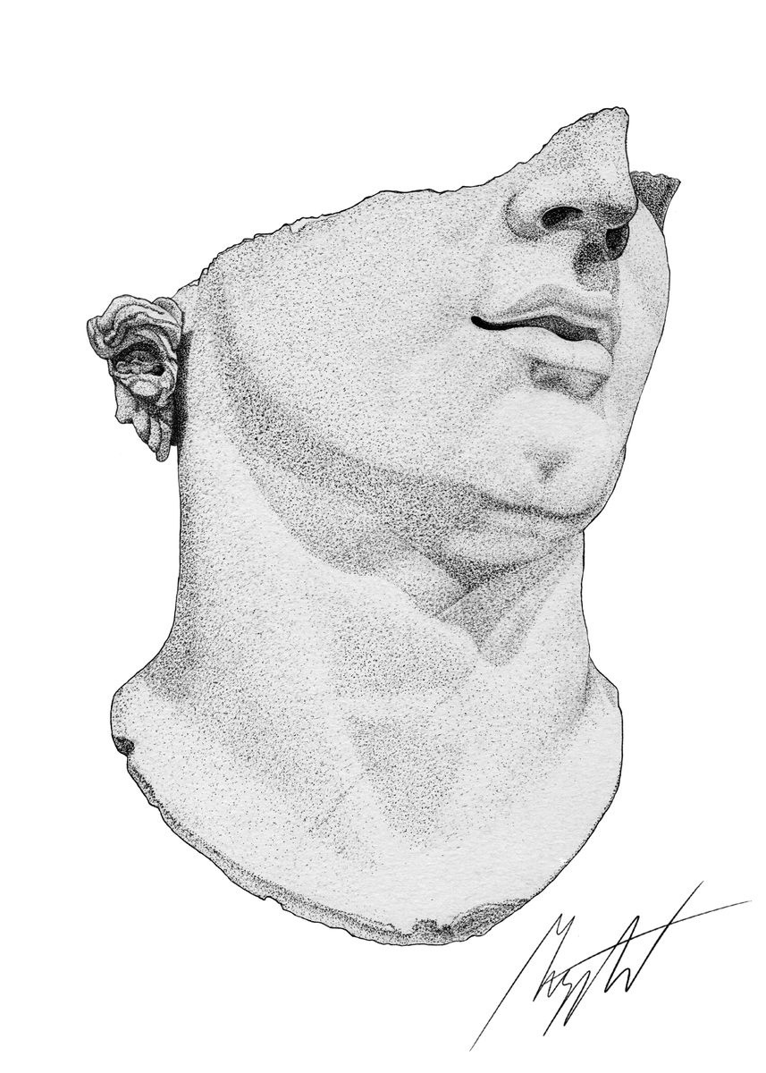 'Half Head' Poster, picture, metal print, paint by MASZART | Displate