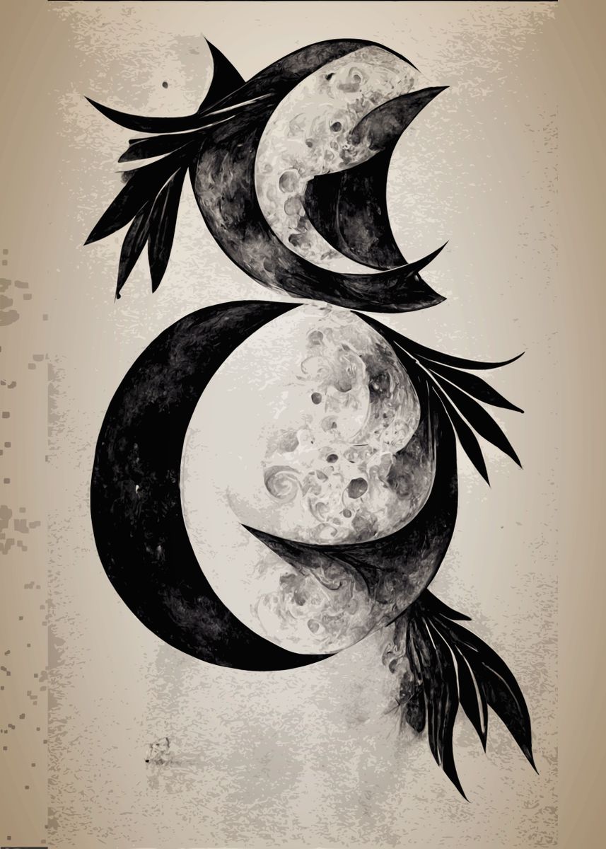 'Abstract Moon Ink Drawing ' Poster, picture, metal print, paint by ...