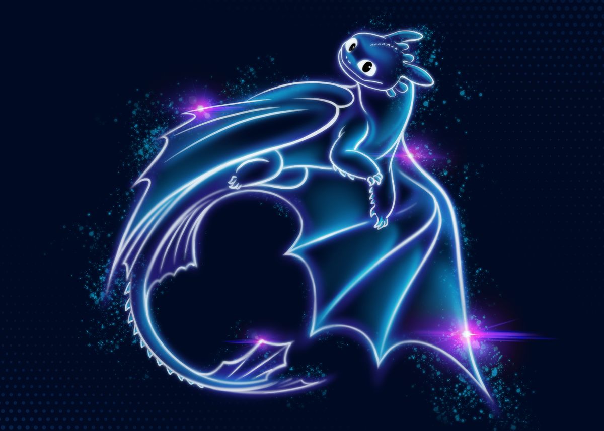 'Night Fury Neon' Poster by How To Train Your Dragon | Displate