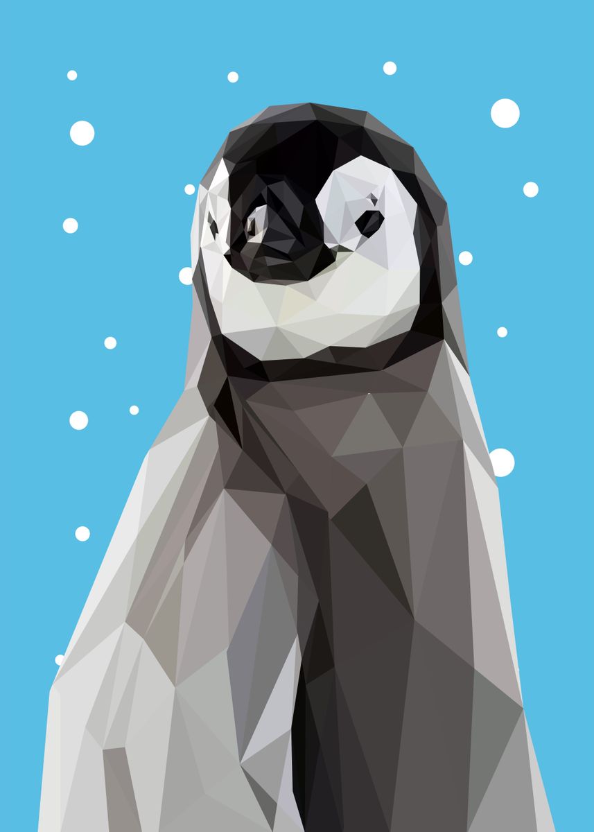 'geometric animal Penguins' Poster, picture, metal print, paint by ...