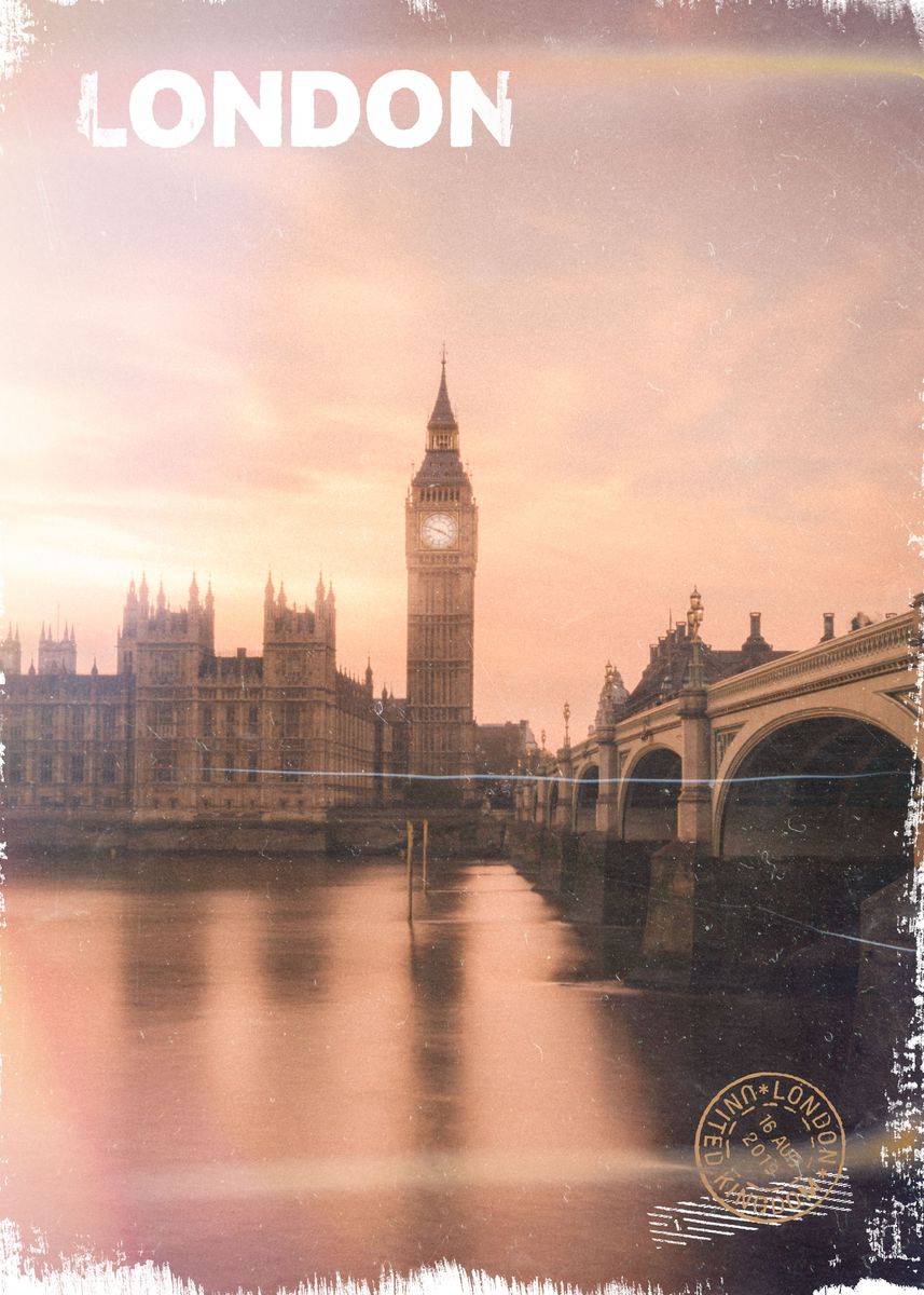'Vintage London Poster' Poster, picture, metal print, paint by Visitify ...
