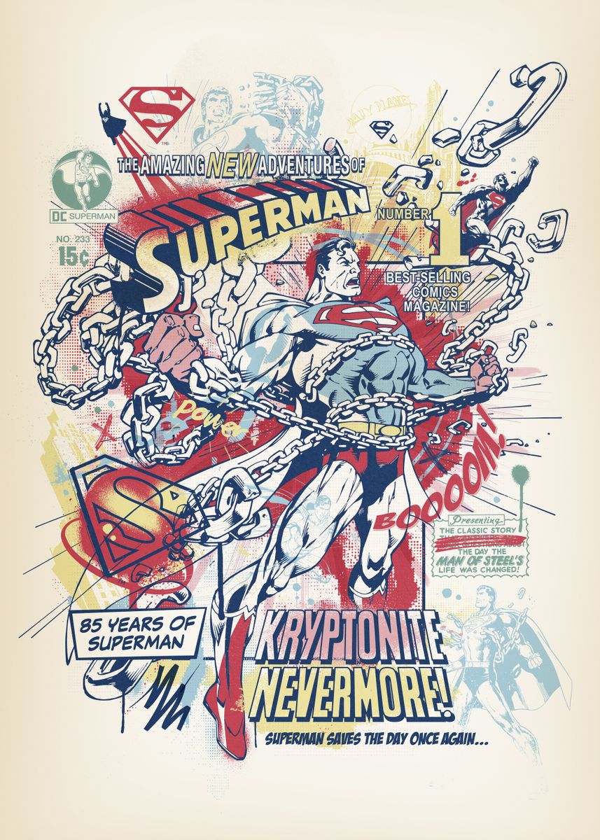 'Kryptonite Nevermore!' Poster, picture, metal print, paint by DC Comics | Displate