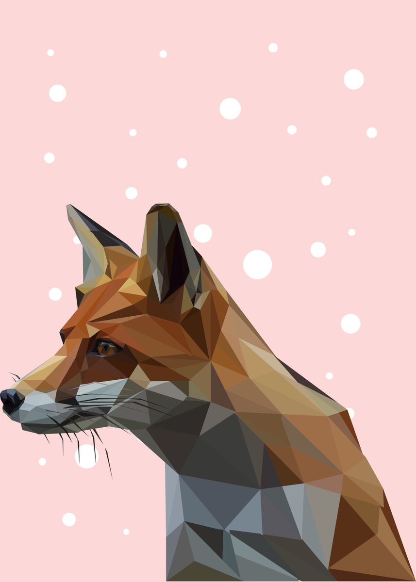 'geometric animal Fox' Poster, picture, metal print, paint by Lowpoly ...