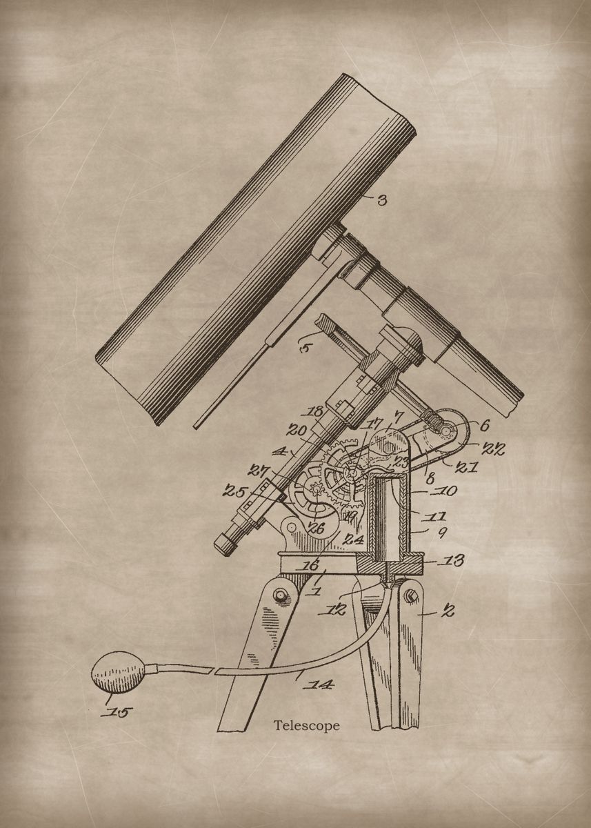 'Vintage Telescope' Poster by XandYart | Displate