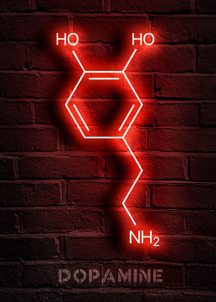'Dopamine neon molecule' Poster, picture, metal print, paint by Kitty ...