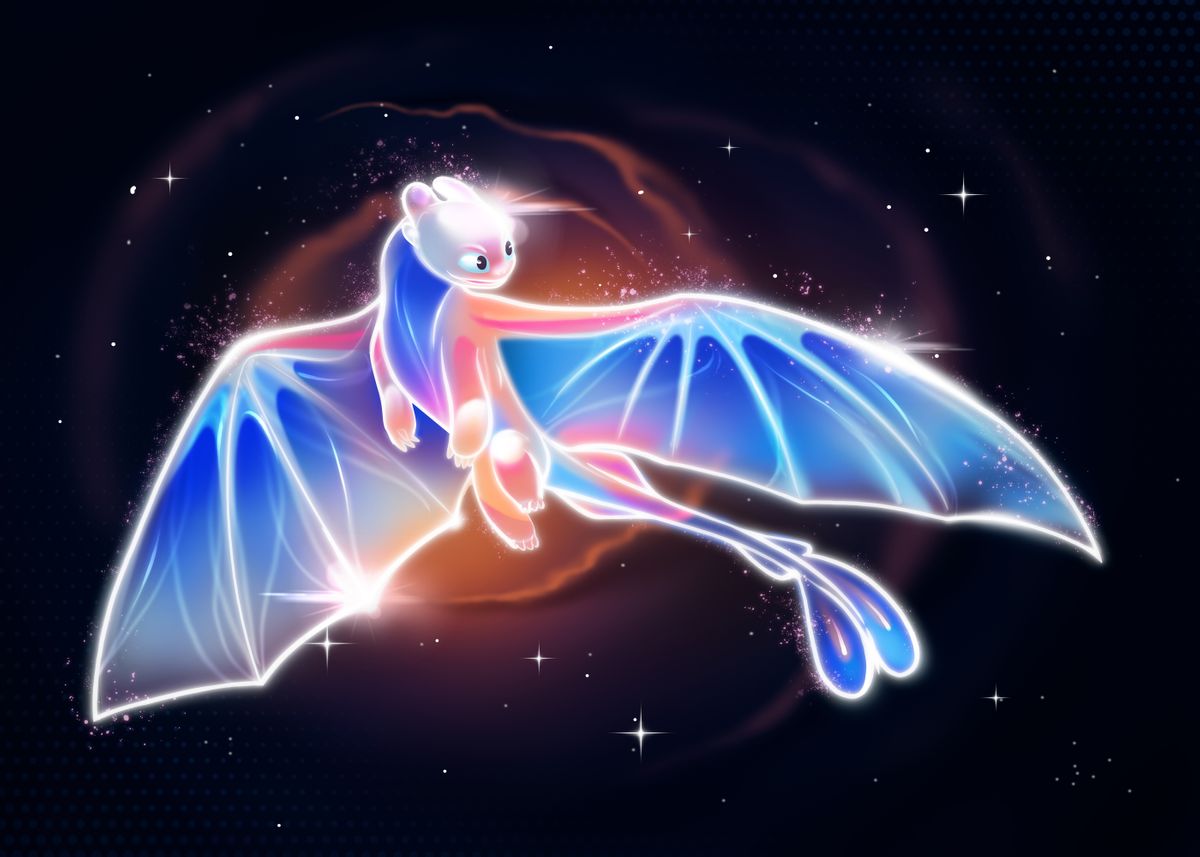 'Light Fury Neon' Poster by How To Train Your Dragon | Displate