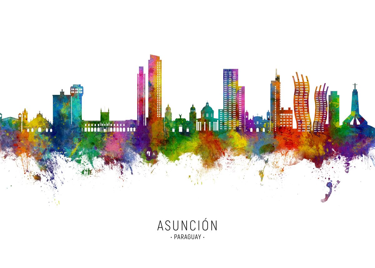 'Asuncion Skyline Paraguay' Poster by Michael Tompsett | Displate