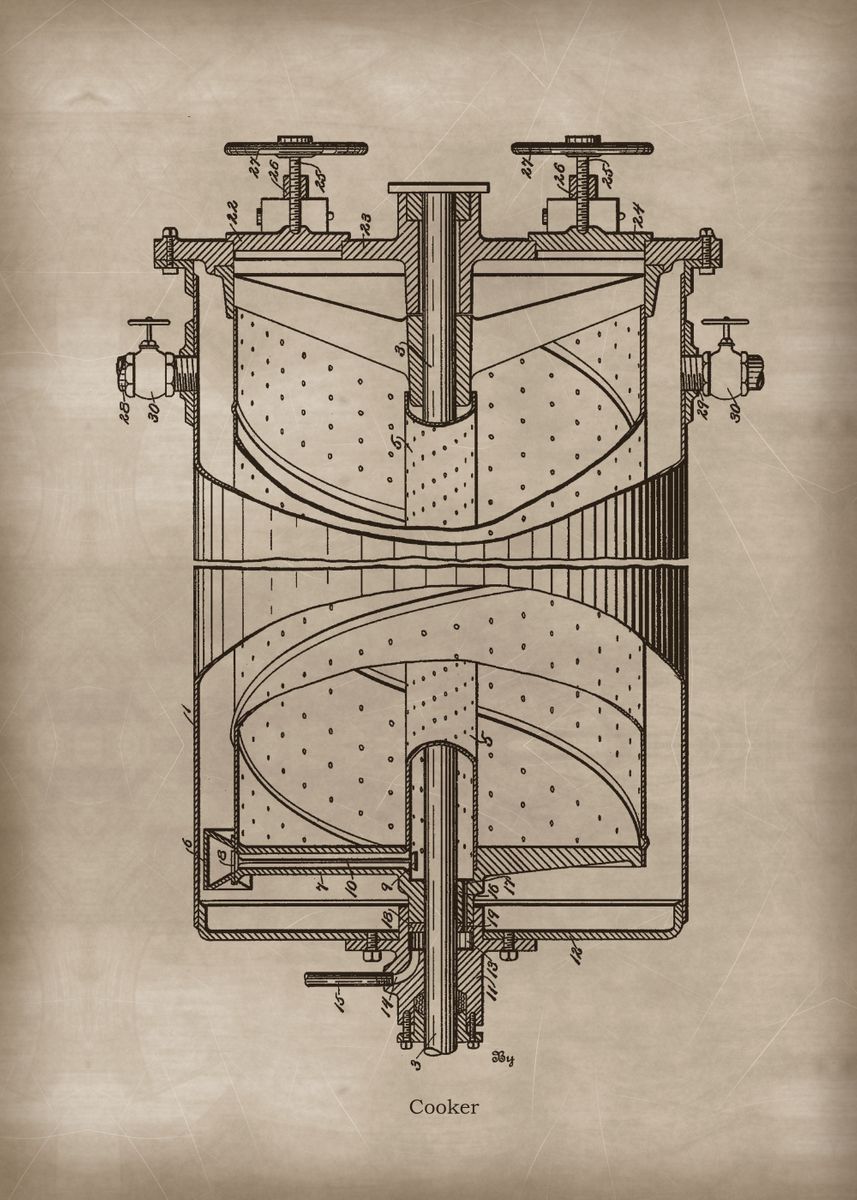 'Vintage Cooker' Poster, picture, metal print, paint by XandYart | Displate