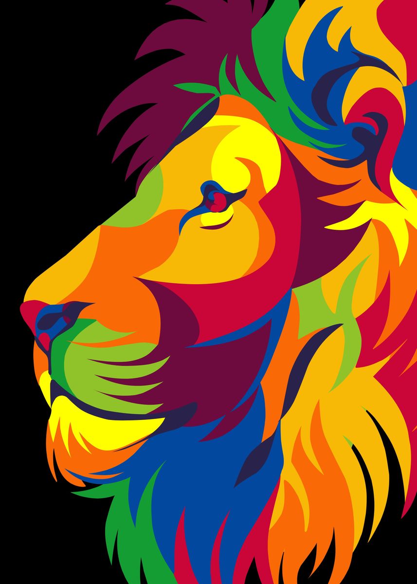 'colorful jungle king' Poster, picture, metal print, paint by Mshel ...