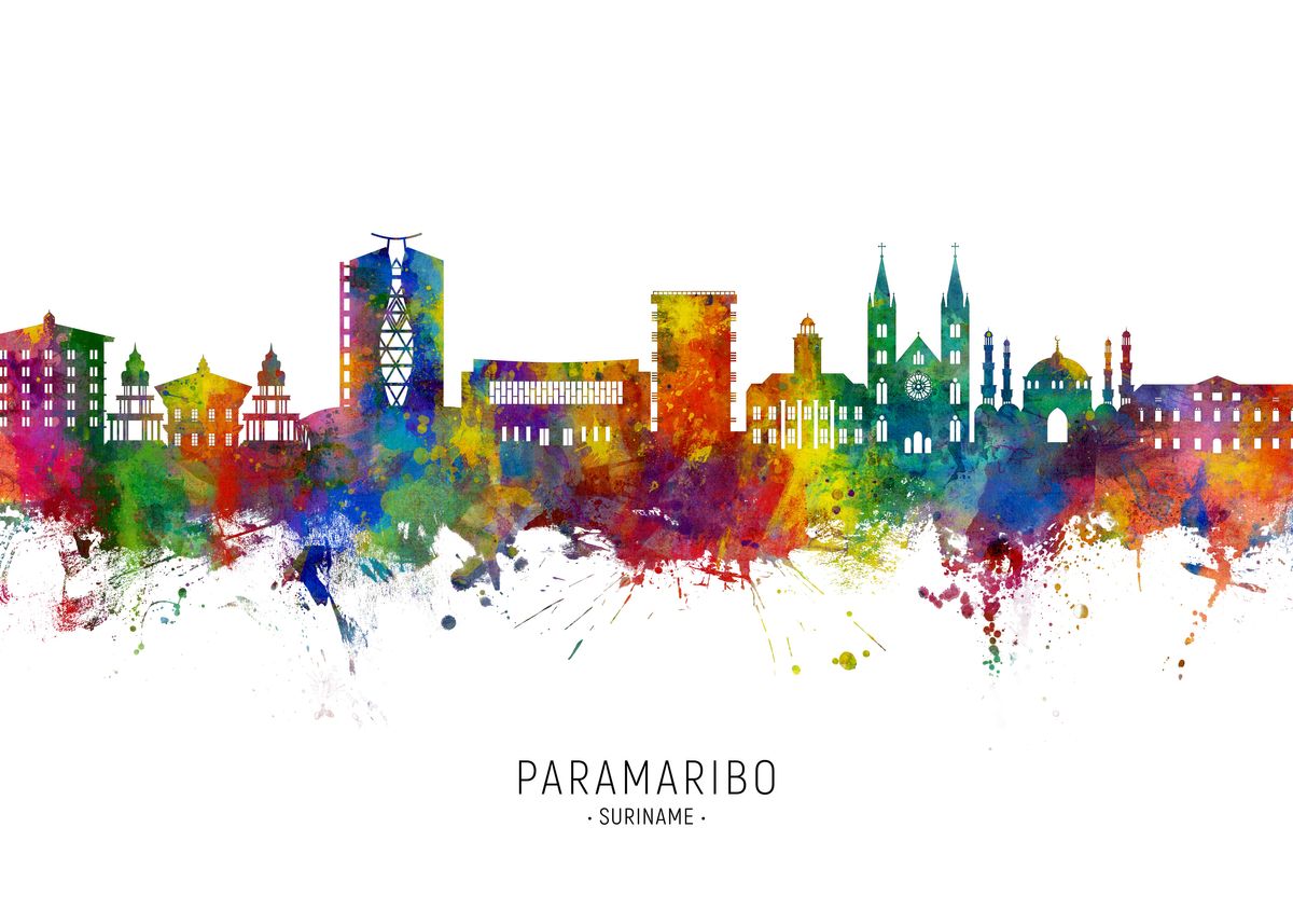 'Paramaribo Skyline' Poster by Michael Tompsett | Displate