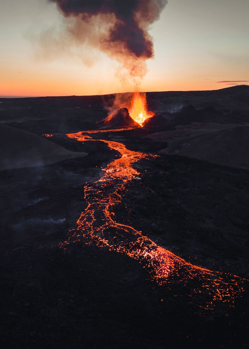 'Volcano Iceland' Poster, picture, metal print, paint by BasLeroy ...