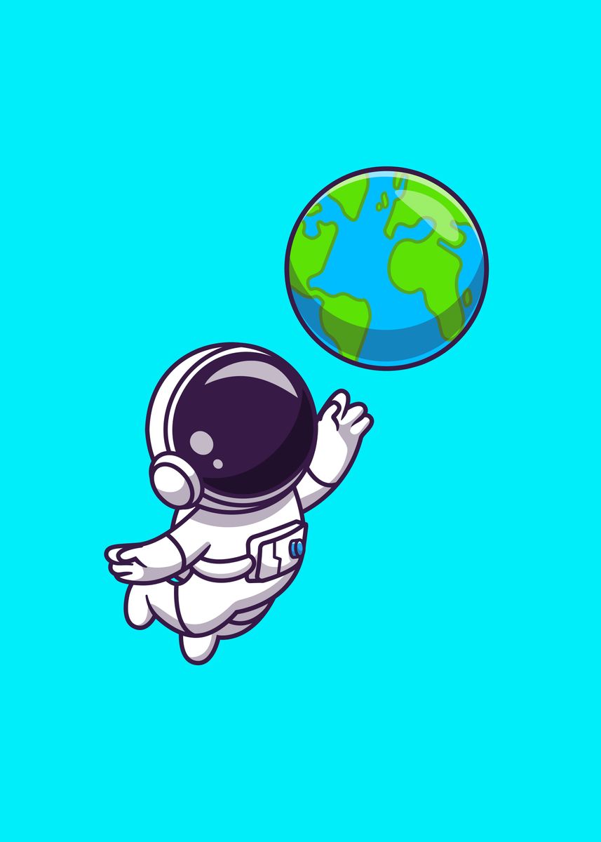 'Cute astronaut floating' Poster, picture, metal print, paint by Le Duc ...