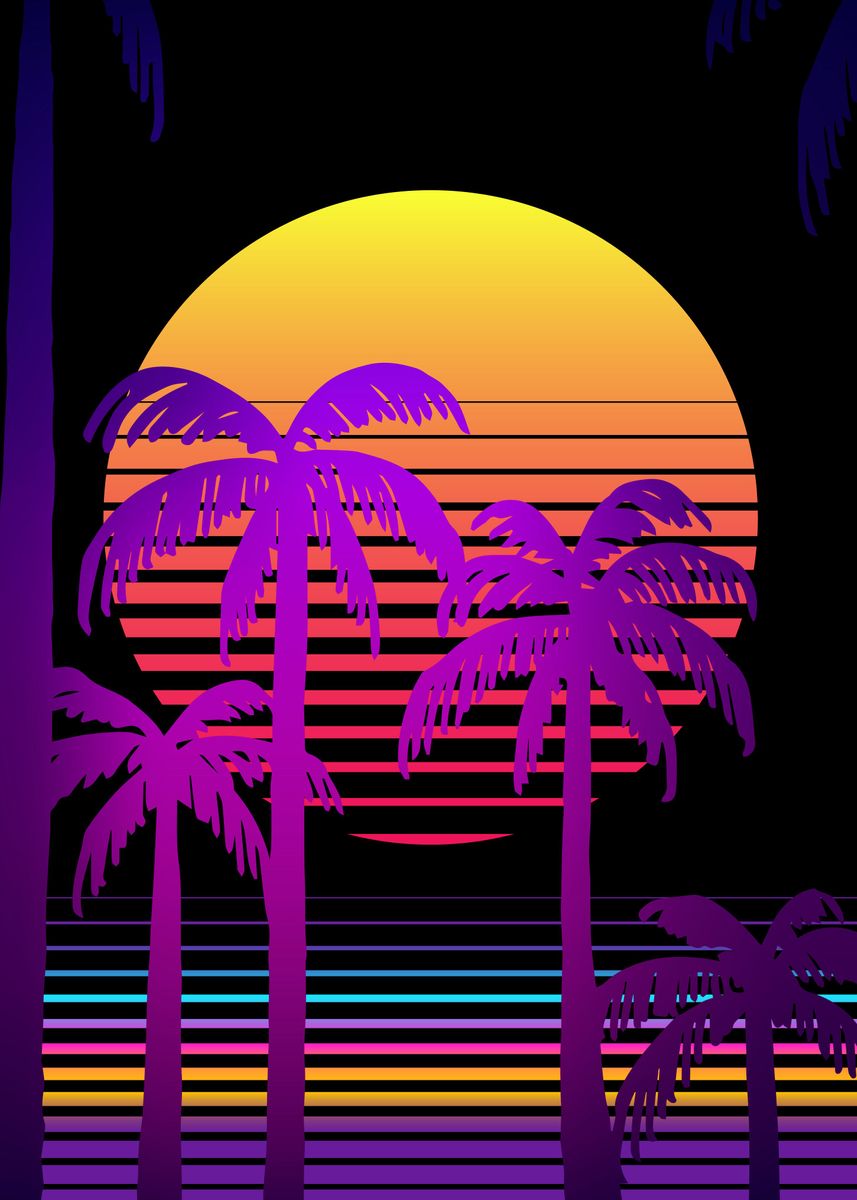 'Purple Dreamwave Synthwave' Poster, picture, metal print, paint by EDM ...