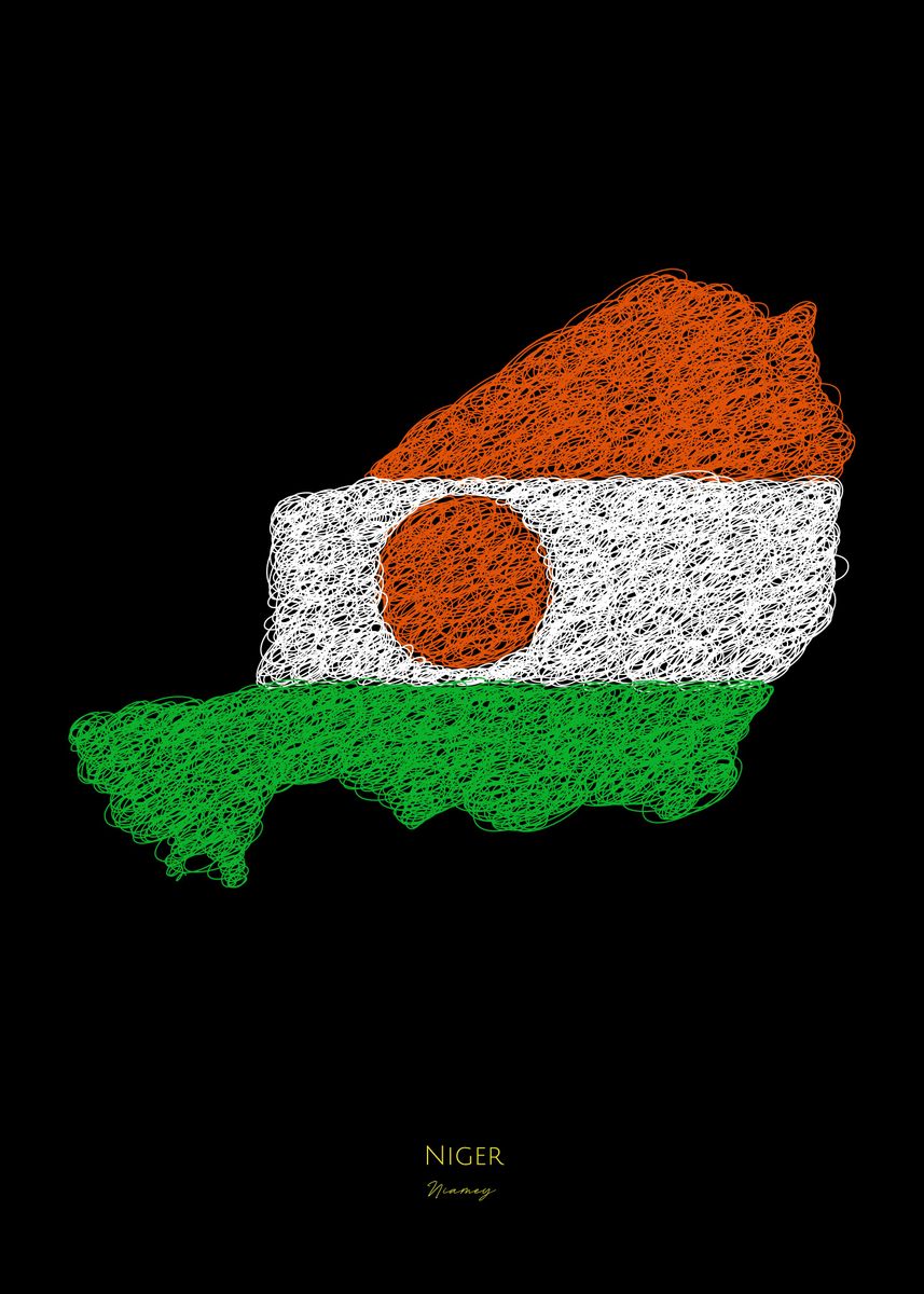 'NIGER NIAMEY SCRIBBLE ART' Poster, picture, metal print, paint by ...