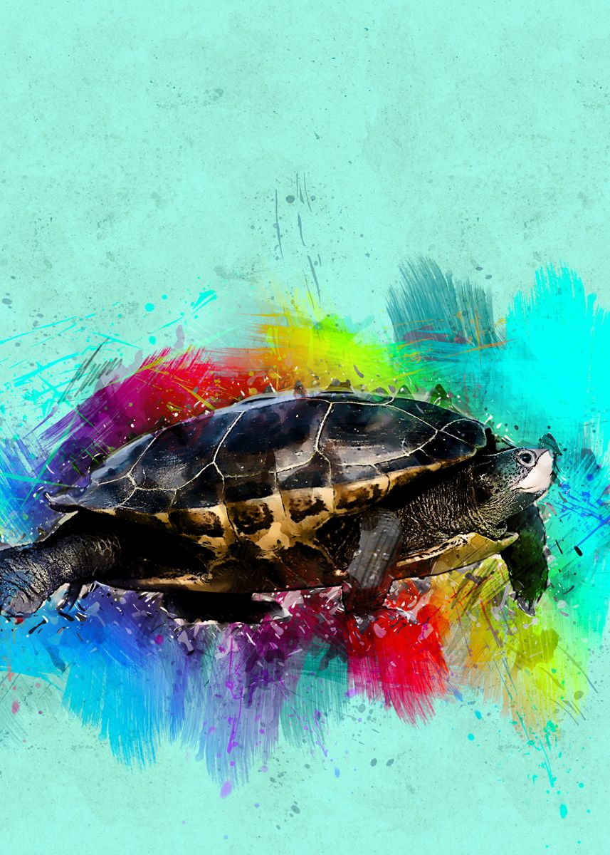 'Turtle 63' Poster, picture, metal print, paint by TaTu Art | Displate