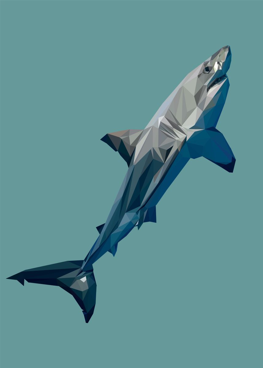 'Nursery animals shark' Poster, picture, metal print, paint by Lowpoly ...