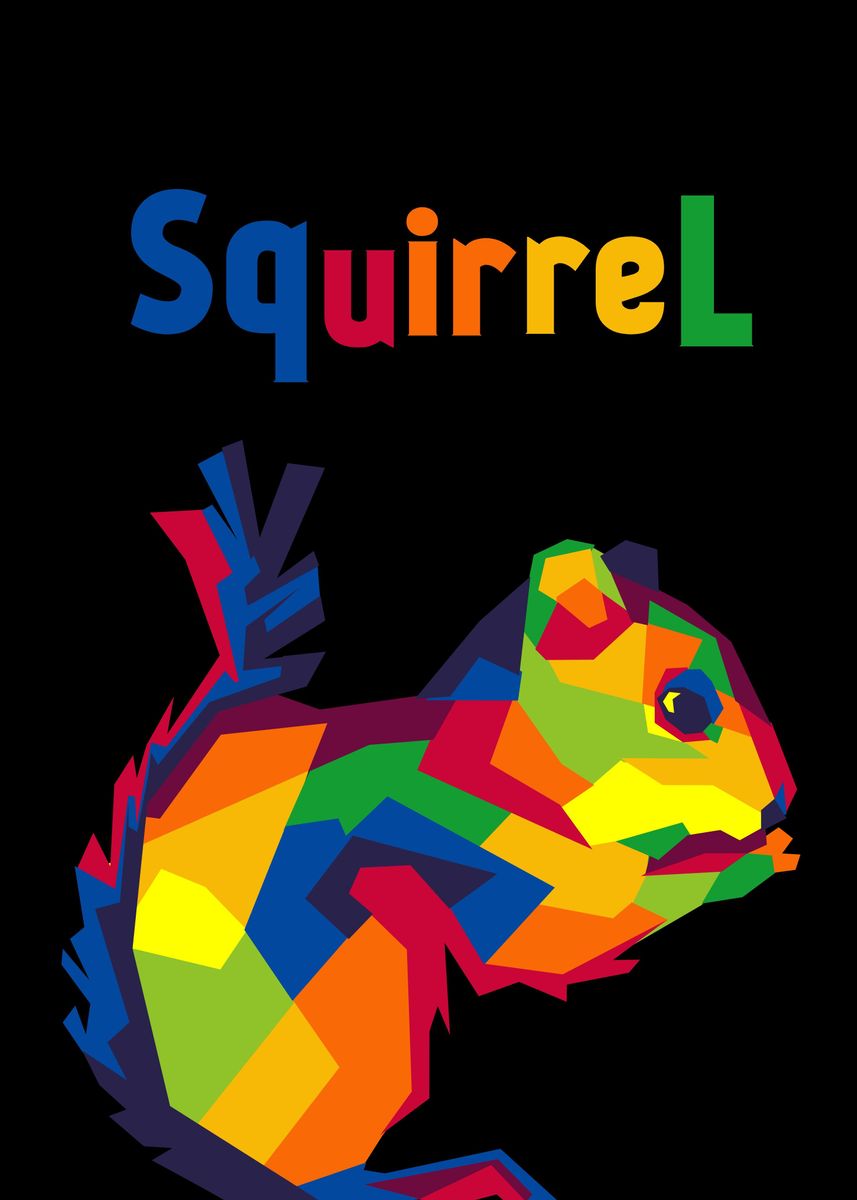 'color squirrel animals' Poster, picture, metal print, paint by Mshel ...