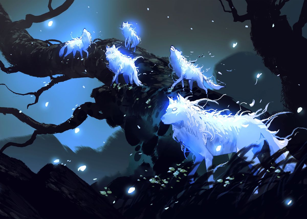 'The white wolves return' Poster by Michael Landsberger | Displate