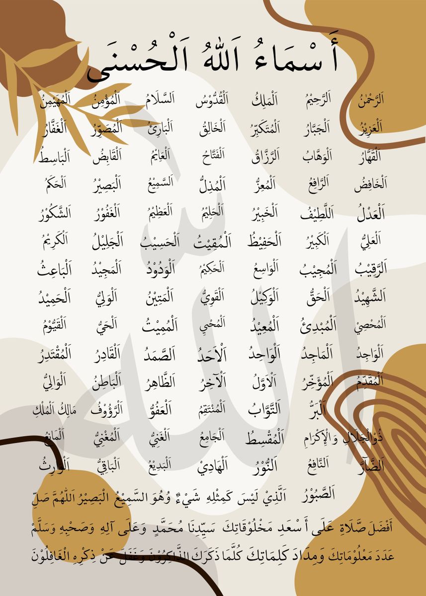 'Asmaul Husna calligraphy' Poster, picture, metal print, paint by ...
