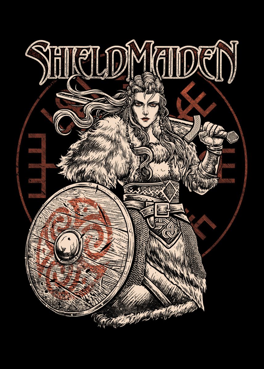 'Nordic Viking Shieldmaiden' Poster, picture, metal print, paint by ...