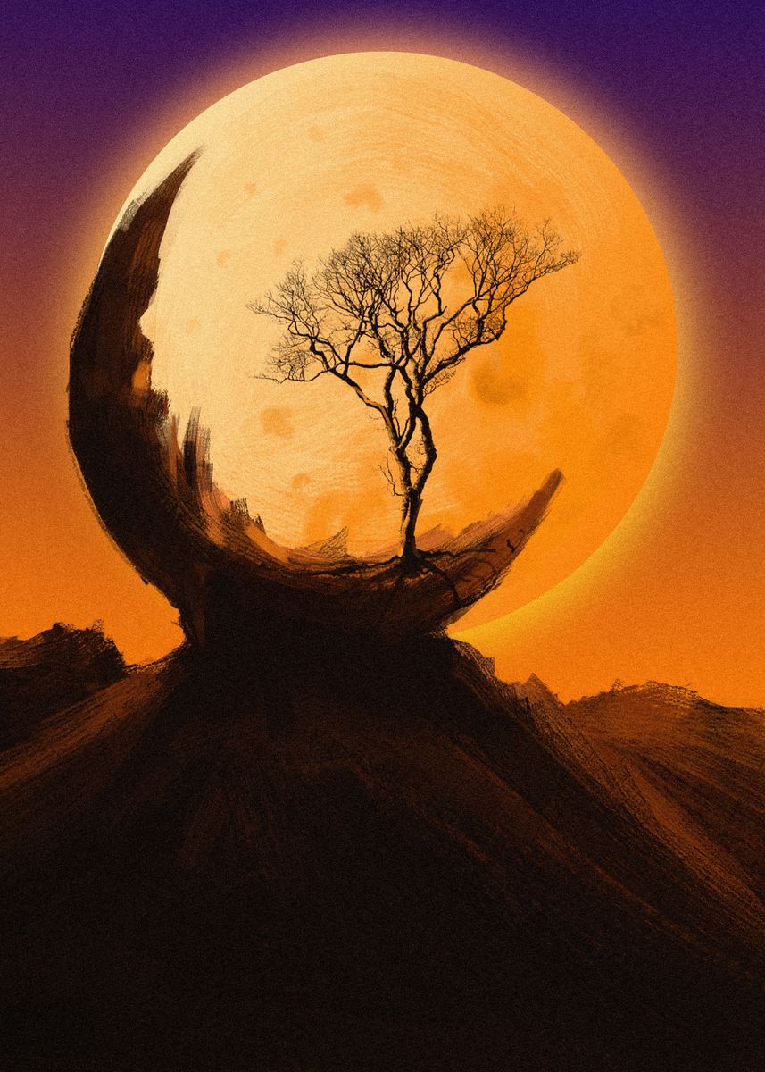 'Tree by the Moonlight' Poster, picture, metal print, paint by Max Ronn ...