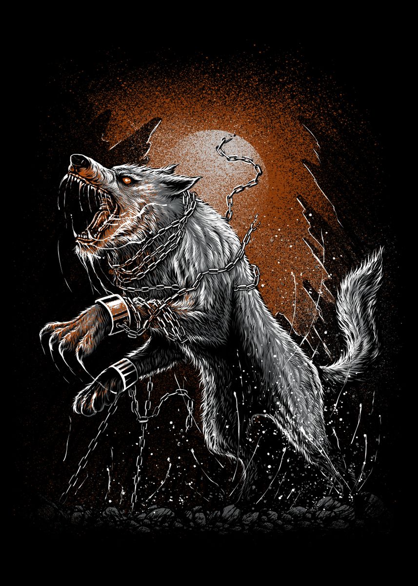 'Wolf Norse Fenrir Viking' Poster by Richard Åkers | Displate