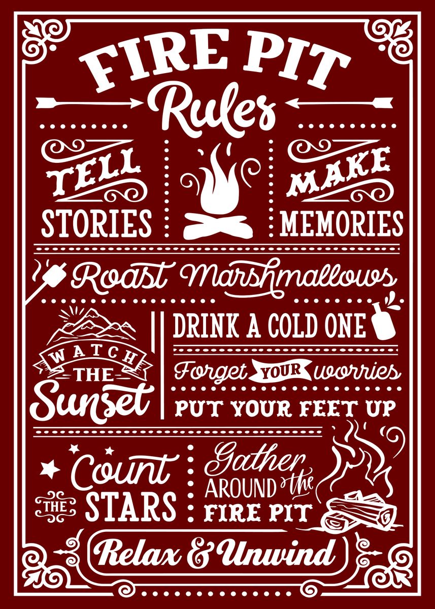 'Fire Pit Rules' Poster, picture, metal print, paint by Chris Simmons ...