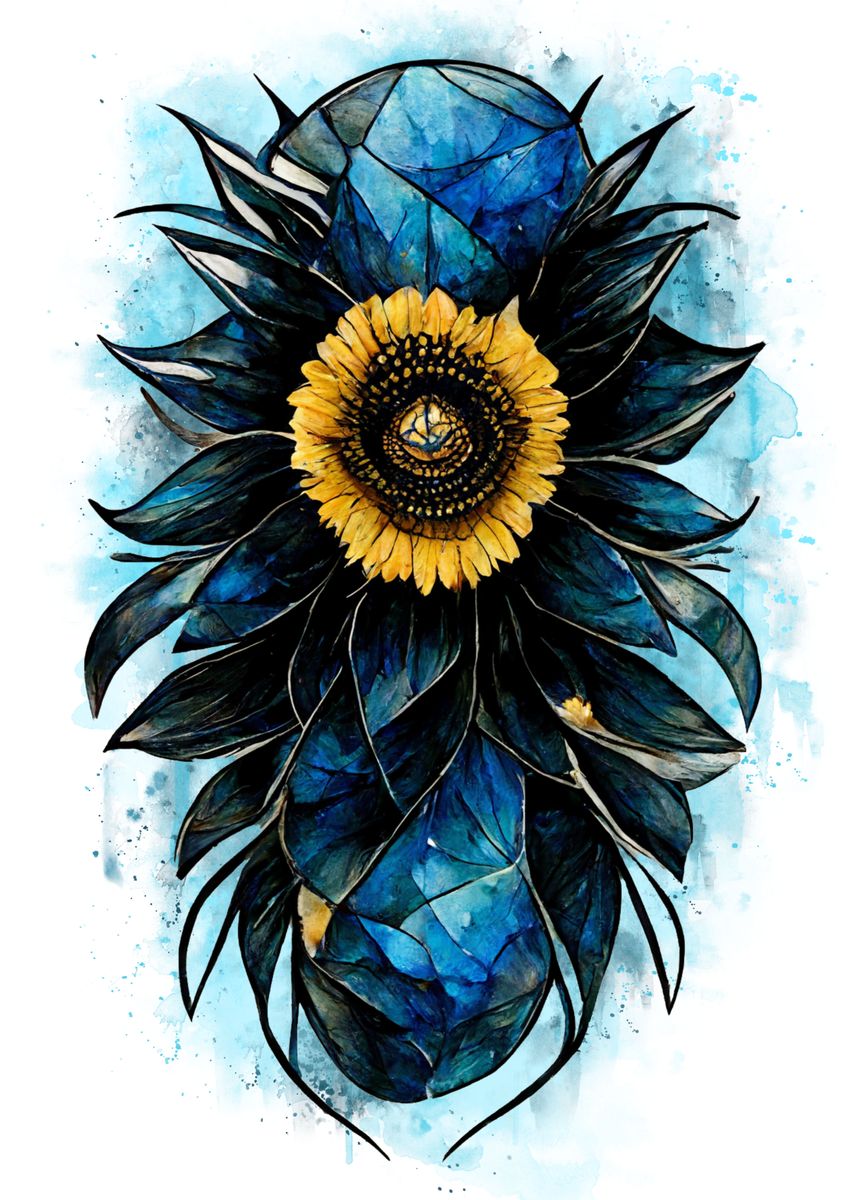 'Crystal Sunflower Painting' Poster, picture, metal print, paint by ...