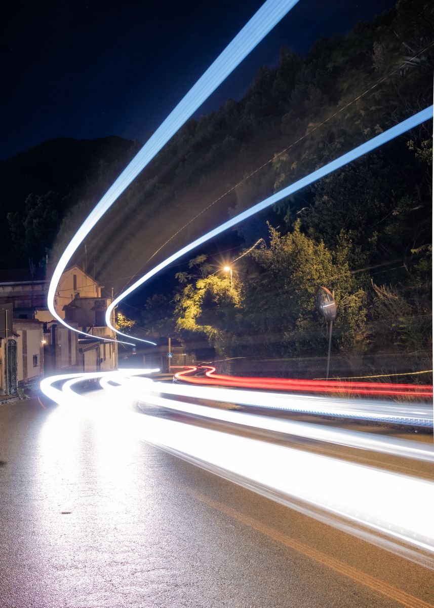 'Cars neon lights night' Poster, picture, metal print, paint by Vardi ...