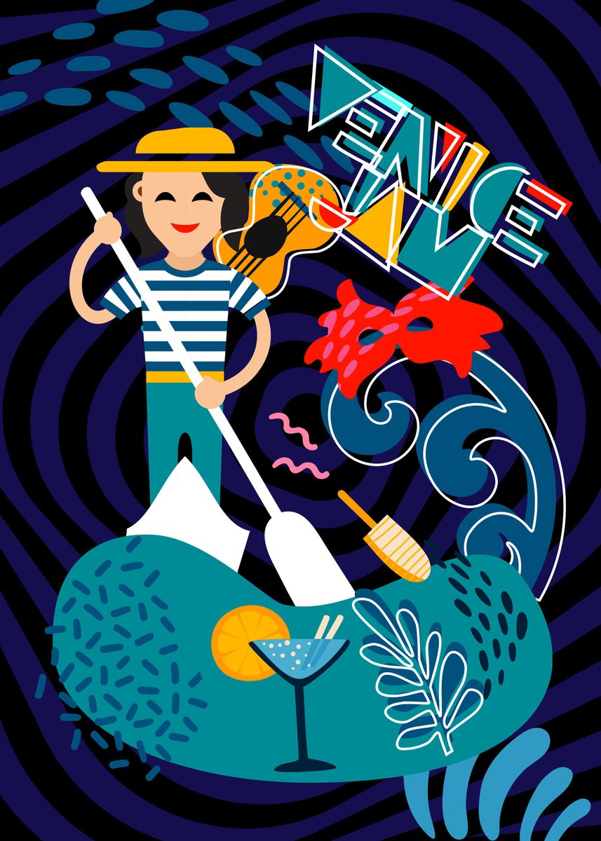 'Venice Jam' Poster, picture, metal print, paint by Ana Vlajcevic ...