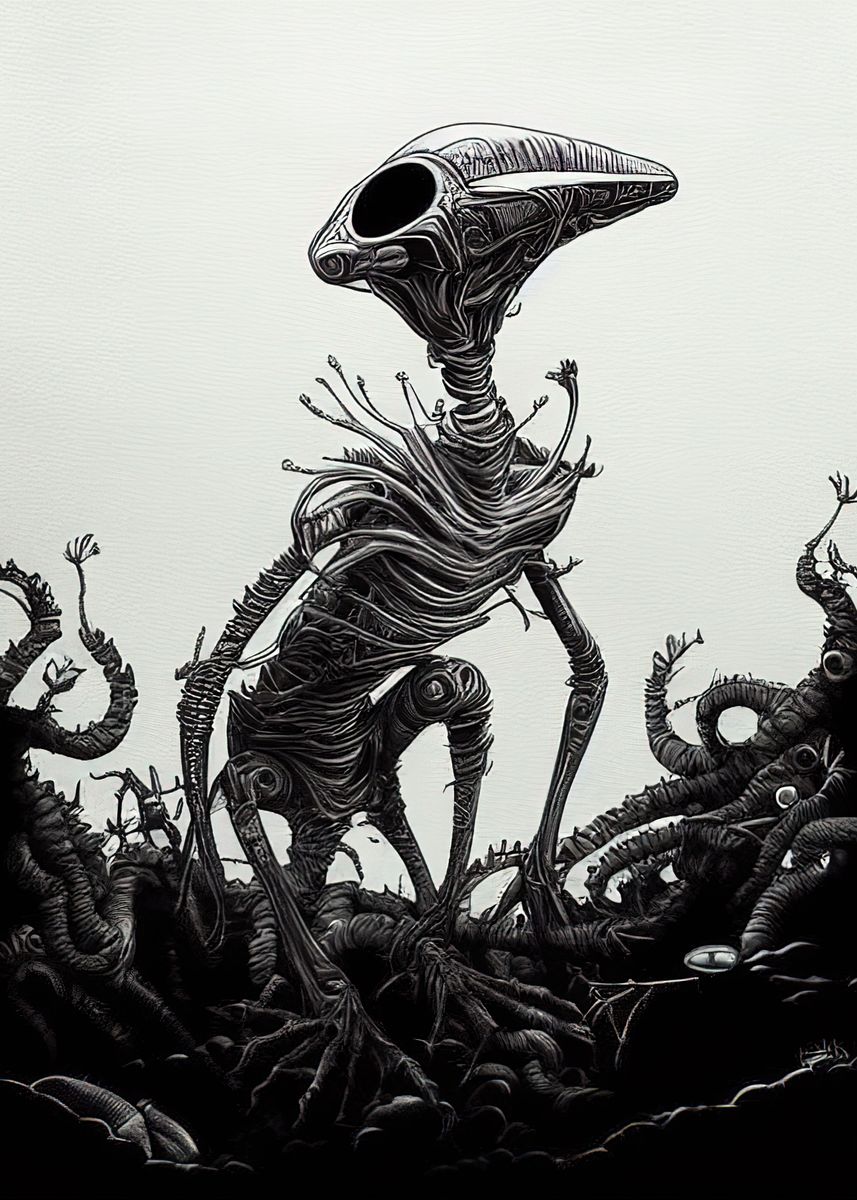 'Scavenger alien' Poster, picture, metal print, paint by Mezma and ...