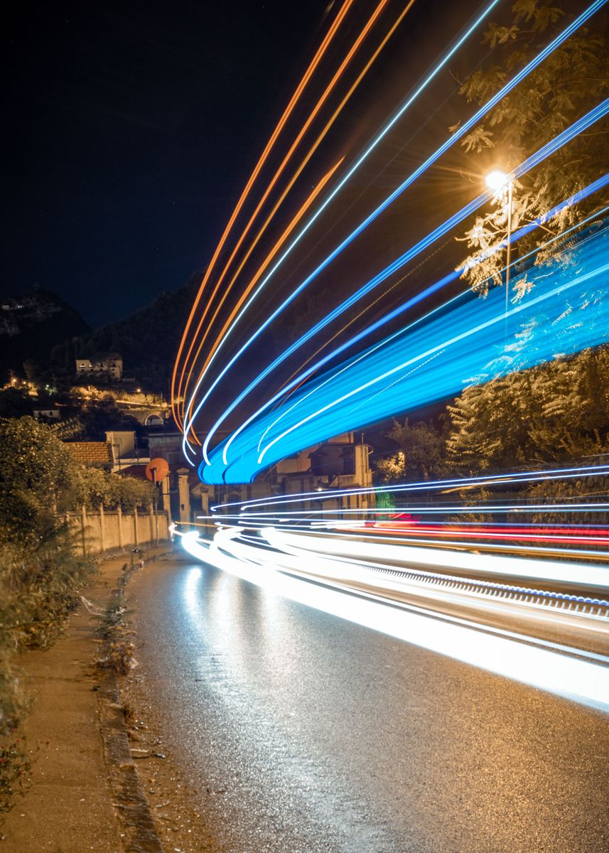 'Cars neon lights night' Poster, picture, metal print, paint by Vardi ...