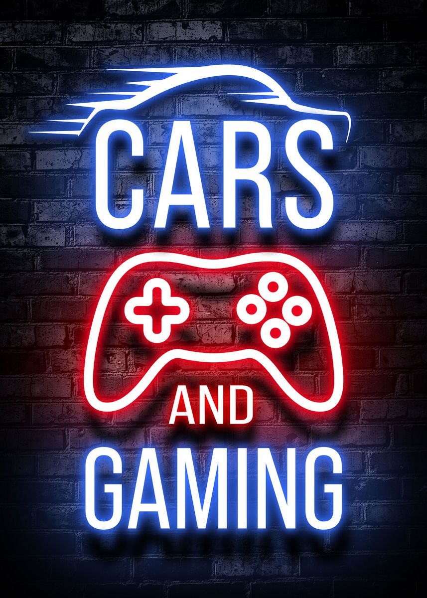 'Cars and gaming' Poster, picture, metal print, paint by Kitty Kit ...