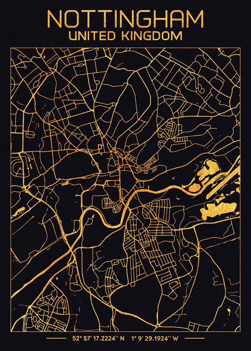 'Nottingham UK ' Poster, picture, metal print, paint by Denis Siggers ...