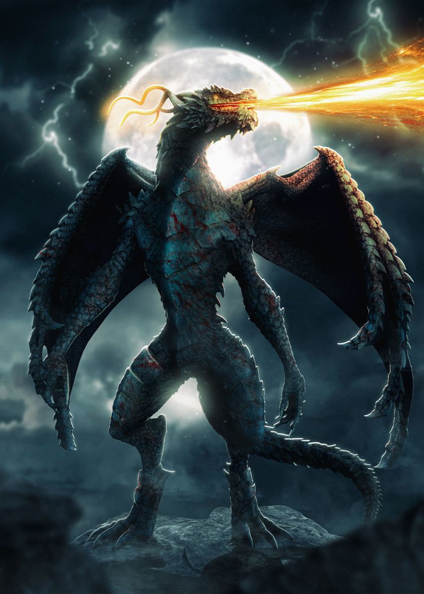 'Dragon' Poster, picture, metal print, paint by VILGAX | Displate