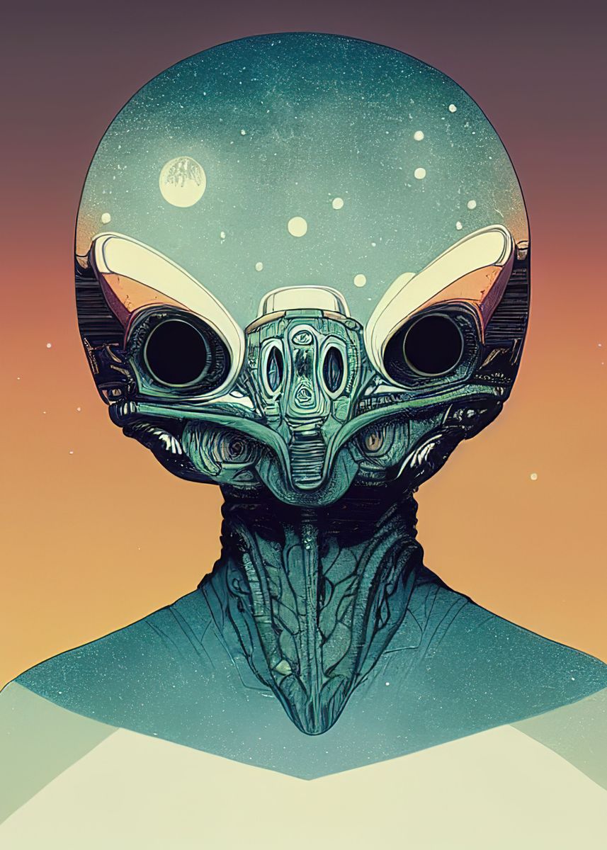 'Retro alien' Poster, picture, metal print, paint by Mezma and Azzayal ...