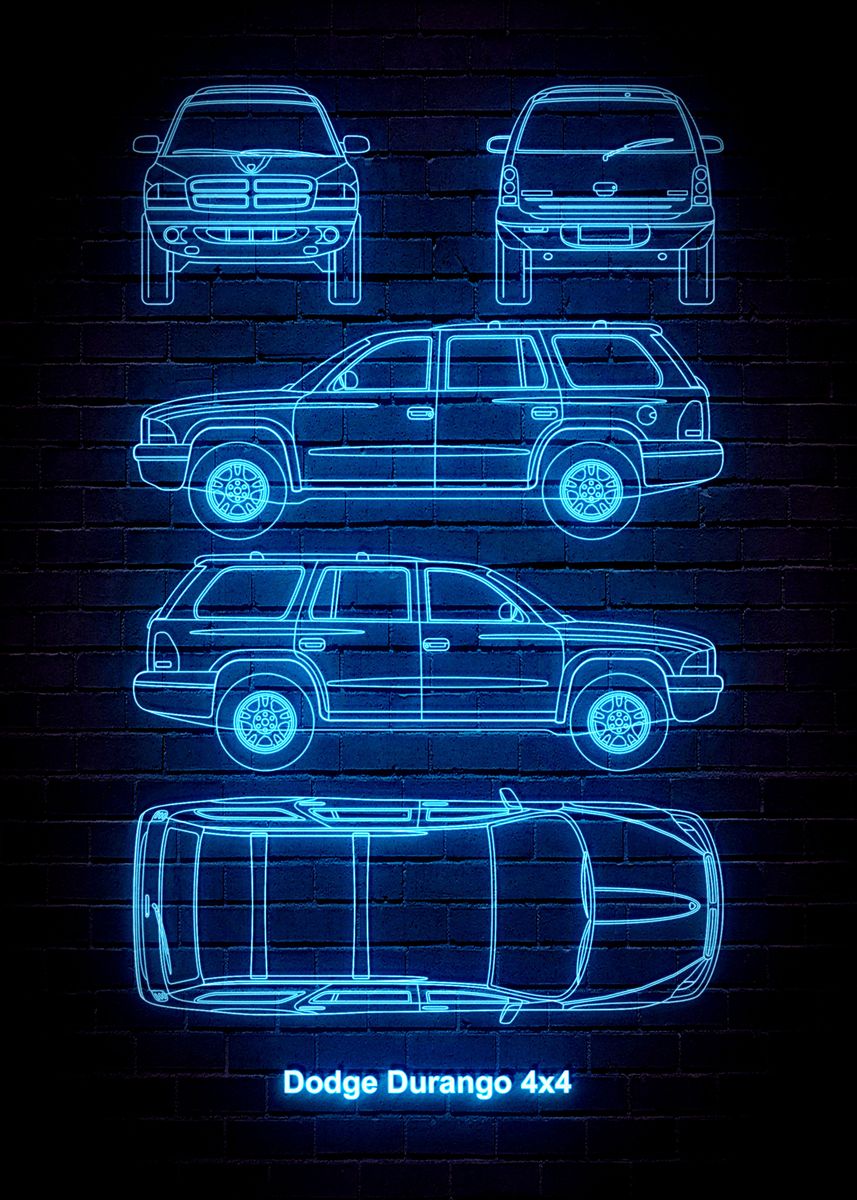 'Dodge Durango 4x4' Poster, picture, metal print, paint by Black Iris ...