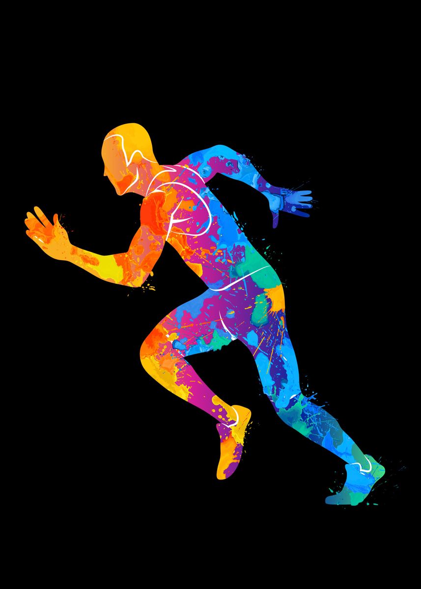 'Abstract runners on short' Poster, picture, metal print, paint by ...