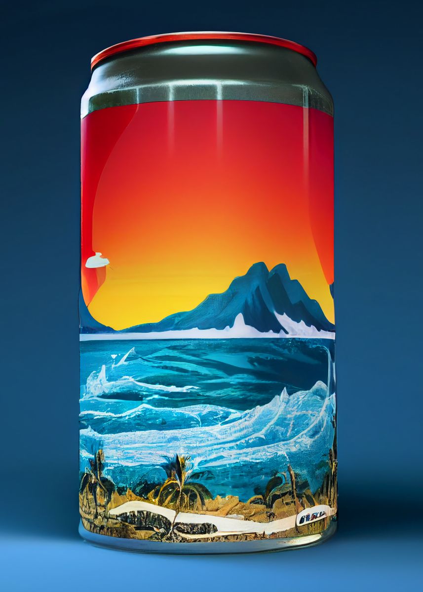 'Beach In A Can' Poster, picture, metal print, paint by Luvcraft | Displate