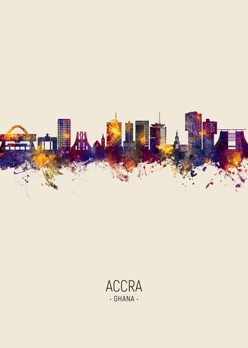 'Accra Skyline Ghana' Poster by Michael Tompsett | Displate