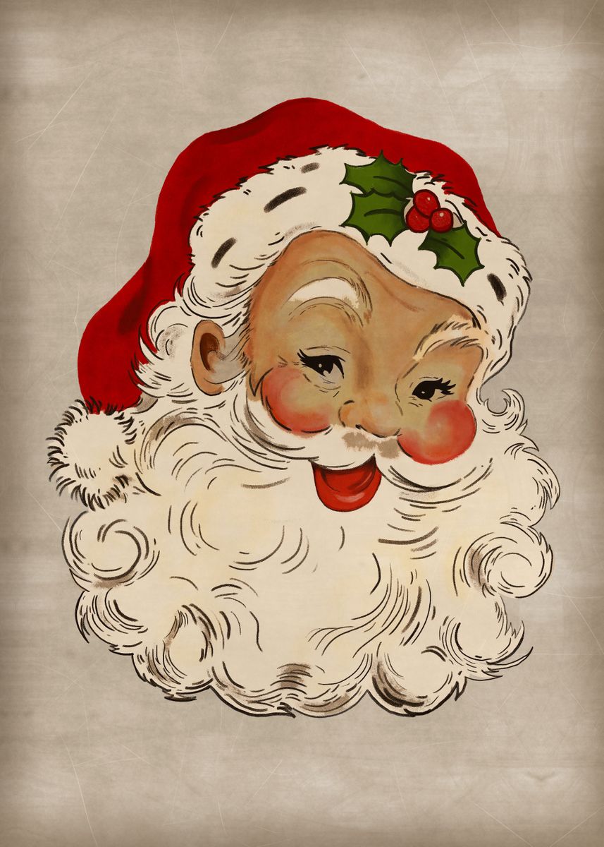 'Retro Santa Portrait' Poster by XandYart | Displate