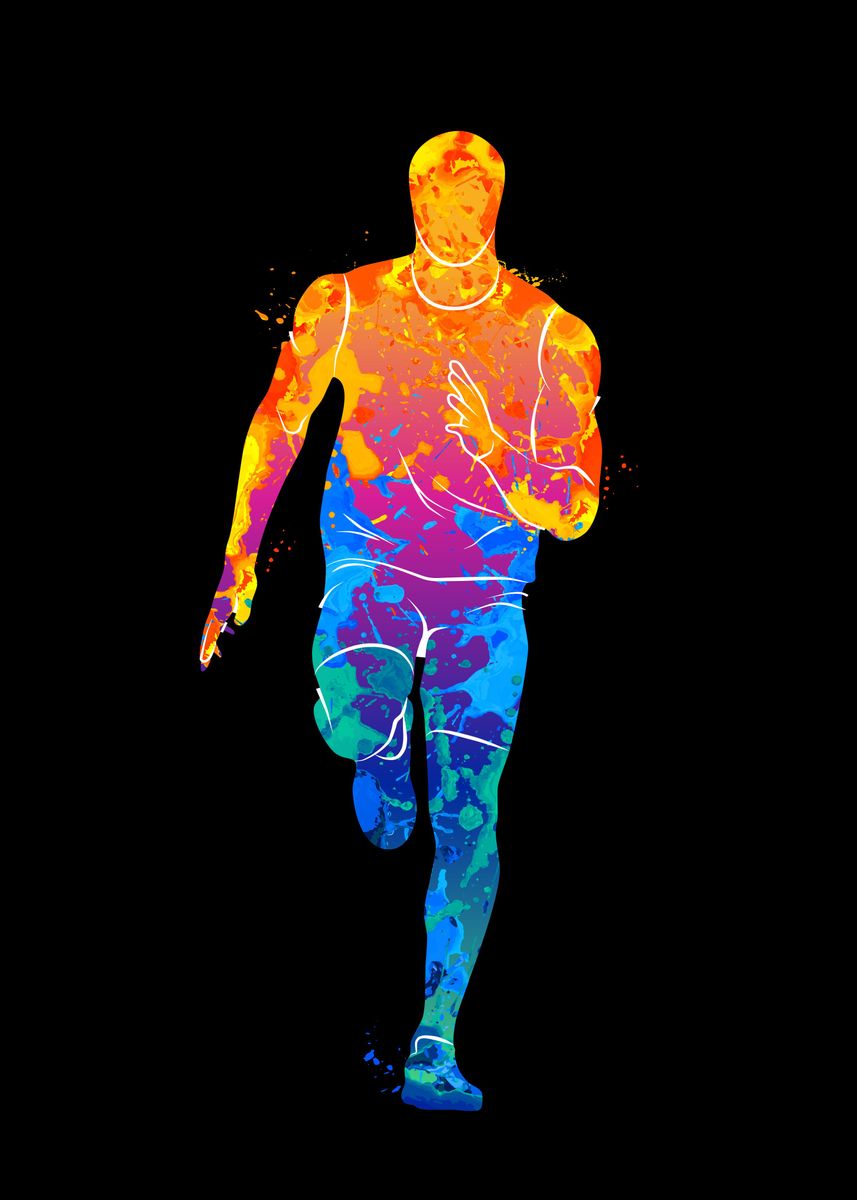 'short distances sprinter' Poster, picture, metal print, paint by ...
