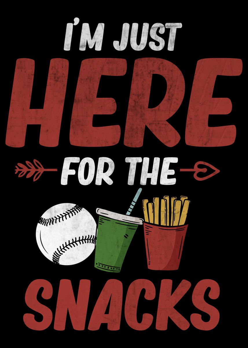 'Baseball Snack Food Humor' Poster, picture, metal print, paint by ...